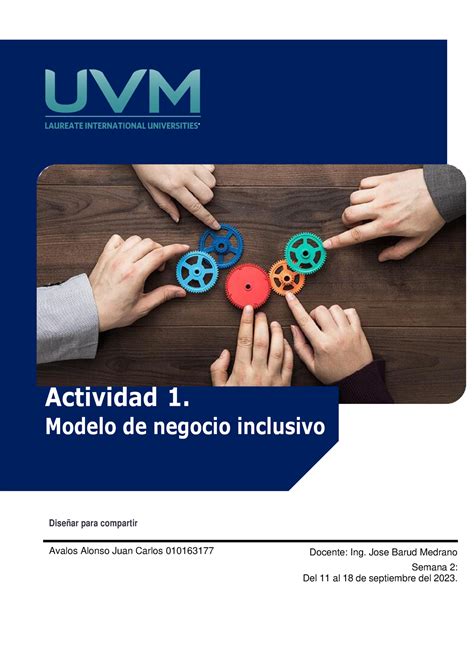 A1 Acctividad 1 Actividad 1 Modelo de negocio inclusivo Diseñar para