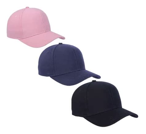 Kit 3 Bonés Liso Básico 6 Gomos Aba Curva Snapback Regulável