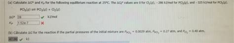 Solved A Calculate Delta G Degree And Kp For The Following Chegg