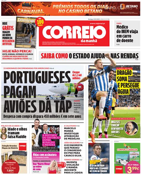 Correio da Manhã 19 fev 2023 Jornais e Revistas SAPO pt Última