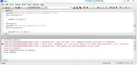 C Error In Compilation While Trying To Write A Program On Bubble Sort