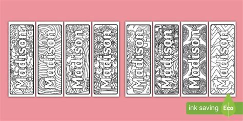 FREE Madison Mindfulness Name Colouring Bookmarks