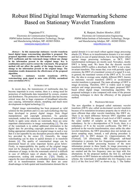 pdf robust blind digital image watermarking scheme based on stationary wavelet transform