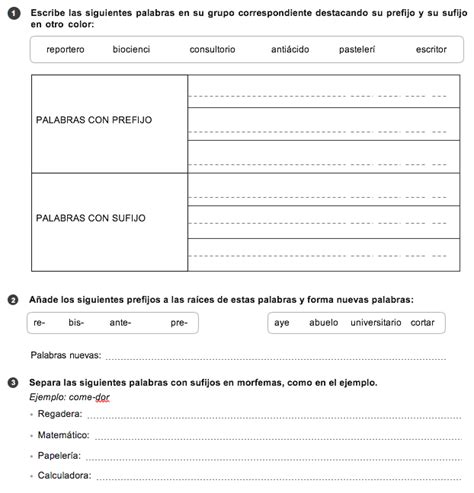 Prefijos Y Sufijos Ejercicios Resueltos