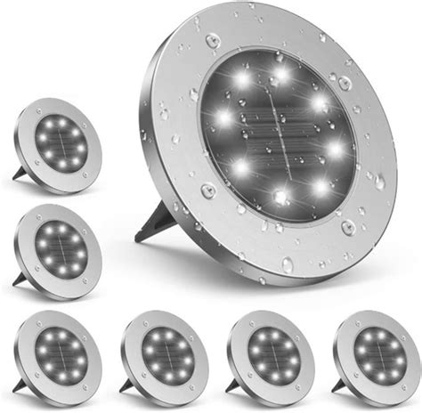 Glückluz 2024 Luces Solares 12 LED para Exterior 8 Piezas IP65