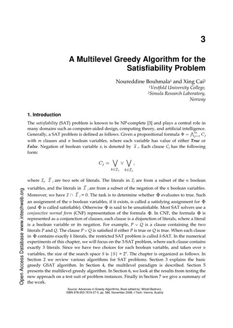 pdf a multilevel greedy algorithm for the satisfiability problem