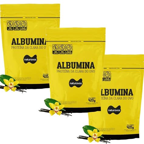 Kit 3X Albumina 420g Refil Baunilha Naturovos OtimaNutri
