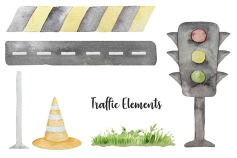 Watercolor Road Sign Clipart Traffic Signs Clip Art Bundle 32 PNG By