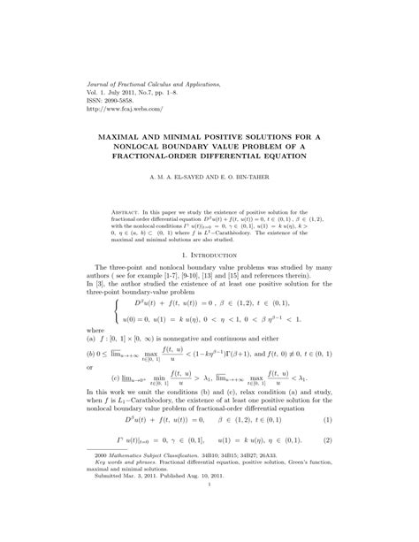 pdf maximal and minimal positive solutions for a nonlocal boundary value problem of a