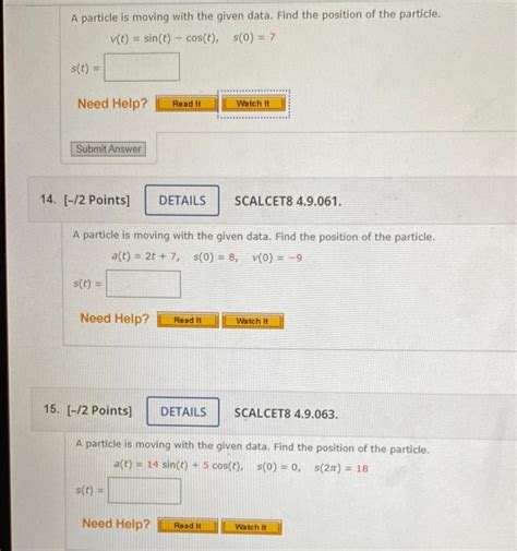 [solved] a particle is moving with the given data find th