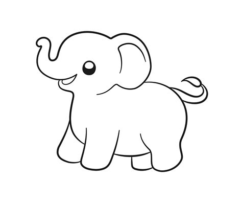 ilustración de contorno de dibujos animados de elefante bebé lindo