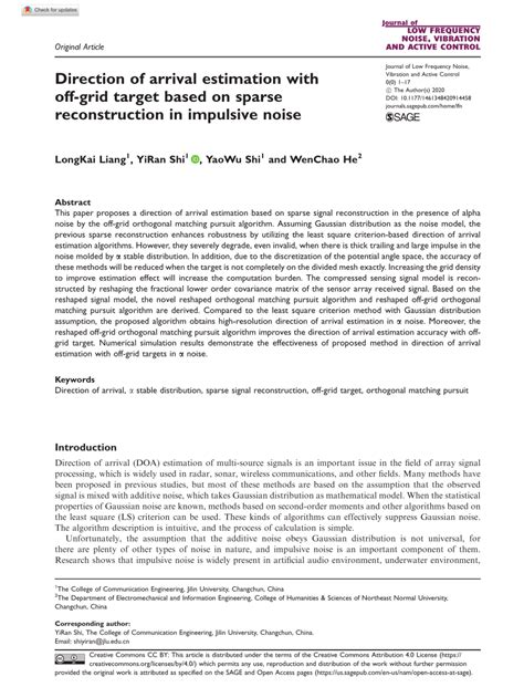 pdf direction of arrival estimation with off grid target based on sparse reconstruction in
