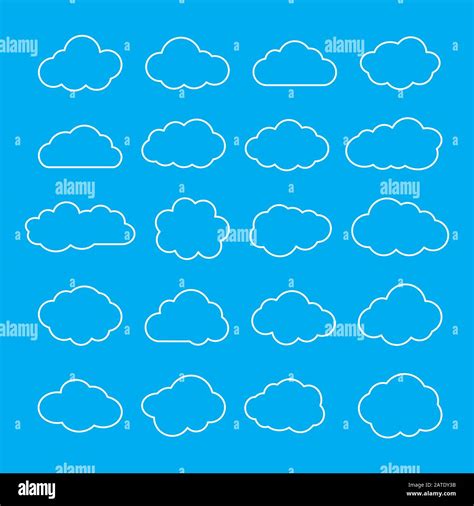 Nubes Cloud configura iconos de líneas finas Símbolos de nube Nubes