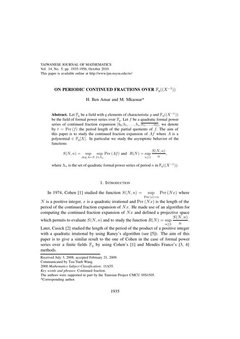 pdf on periodic continued fractions over 𝔽 q x 1