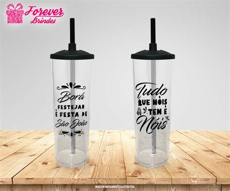 Copo Long Drink Tampa E Canudo Festa De S O Jo O Forever Brindes