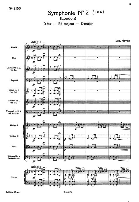 J Haydn Symphony No 104 In D Major London Symphony Sheets By