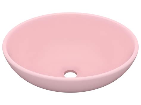 Lavabo vasque ovale salle de bain de luxe 40x33 cm céramique mat rose