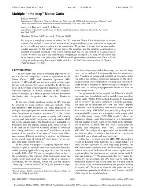 pdf multiple “time step” monte carlo