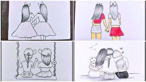 Recopilación de dibujos a lápiz de mejores amigas Cómo dibujar