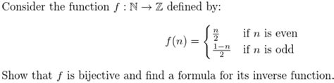 solved consider the function f n→z defined by f n {2n21−n