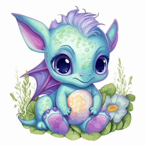 Premium Vector Cute Watercolor Baby Dragon Sublimation Clip Art