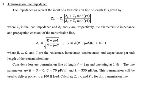 solved 3 transmission line impedance the impedance as seen