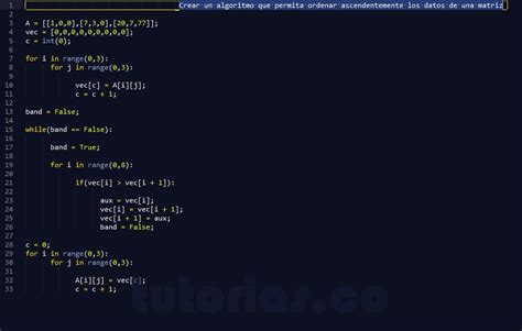 Arrays Python Ordenar Los Datos De Una Matriz Tutorias Co