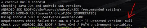 Requirements Check Failed For JDK 8 1 8 Detected Version Null