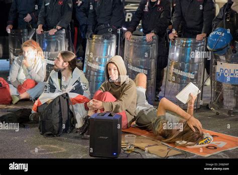 May Rome Italy Environmental Activists Are Sitting On The
