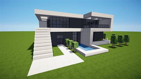 Minecraft Modernes Haus Mit Pool Bauen Tutorial Haus Youtube