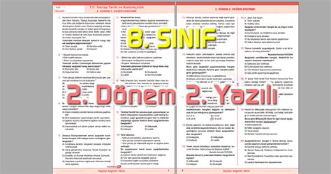 8 Sınıf İnkılap Tarihi 2 Dönem 2 Yazılı Soruları ve Cevapları