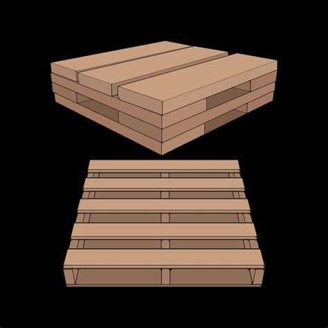 Set Of Wooden Pallet Vector Illustration On Black Background Isolated