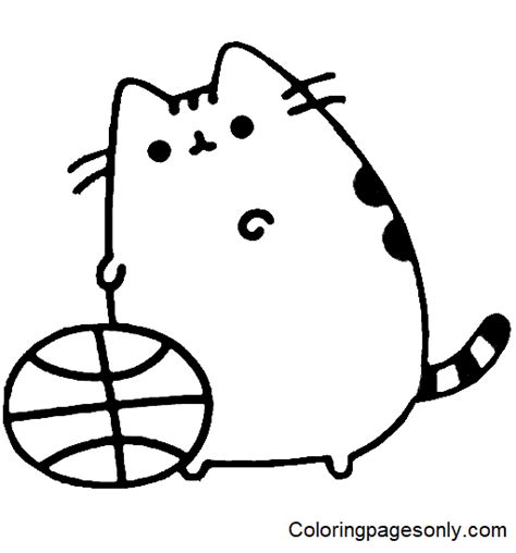 Pusheen Juega Baloncesto Coloring Pages Pusheen Coloring Pages