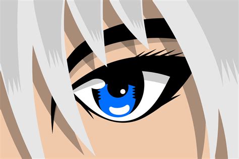 Anime Comic Strip Pretty Boy Or Girl Face With Blue Eye And White Hair