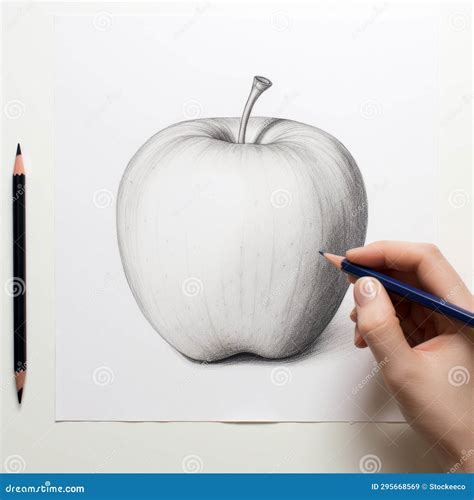 Realistic Pencil Drawing Of An Apple With Foreshortening Techniques