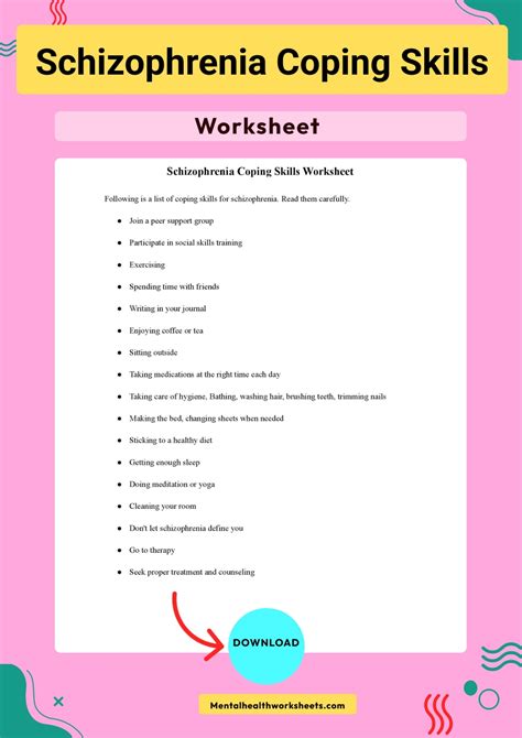 Schizophrenia Coping Skills Worksheets Coping Skills Worksheets