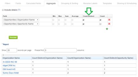 how to set columns to sum calculate average values or count analytic reporting tool