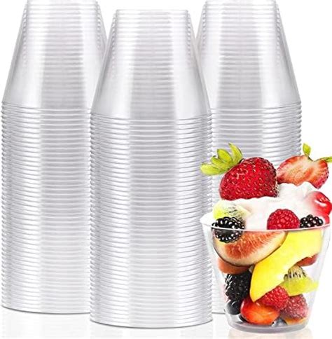 LATERN 50 Pièces Gobelets à Dessert en Plastique avec Couvercles 360ml