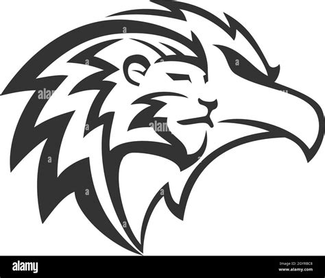 Lion Eagle Head Illustration Emblem Mascot Design Template Stock Vector
