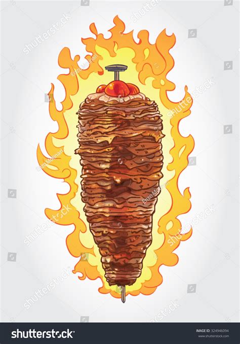 Hand Drawn Vector Illustration Doner Kebab Stock Vector 324946094