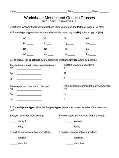 Mendelian Genetics Worksheet Fill Out Sign Online Dochub