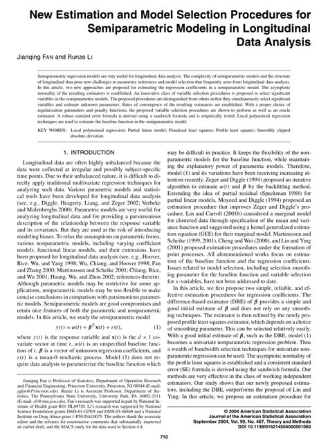 pdf new estimation and model selection procedures for semiparametric modeling in longitudinal