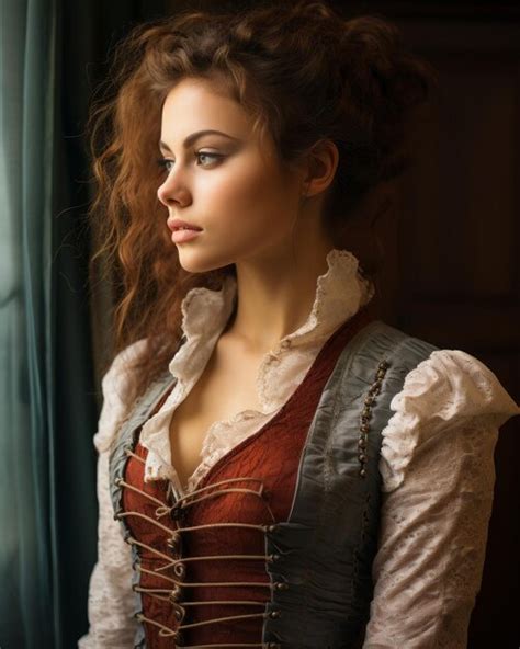 Retrato De Una Bella Joven Vestida Con Traje Renacentista Foto Premium