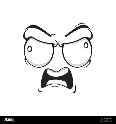 Cartoon Angry Face With Mad Eyes And Yell Mouth Vector Yelling Emoji Furious Boss Facial