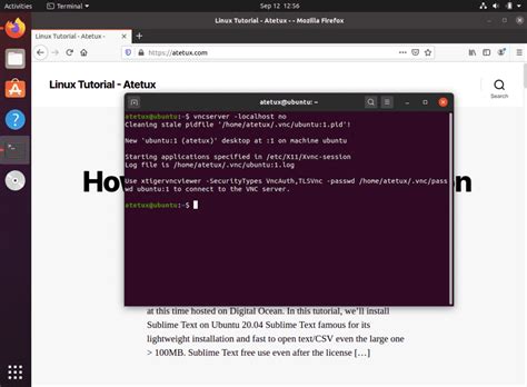 how to install tigervnc server on ubuntu 20 04 linux tutorial atetux