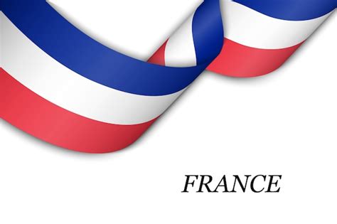 Acenando a fita a bandeira da frança Vetor Premium