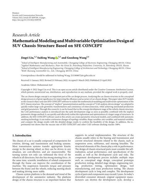 pdf mathematical modeling and multivariable optimization design of suv chassis structure based