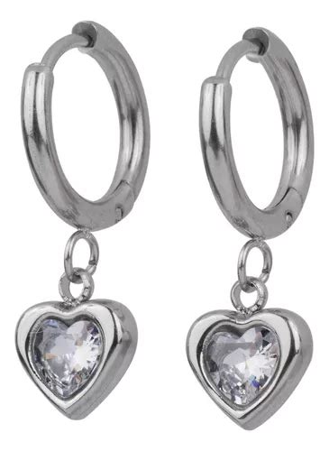 Aretes Acero Inoxidable Regalos Mujer San Valentín Luckyly Color Plata