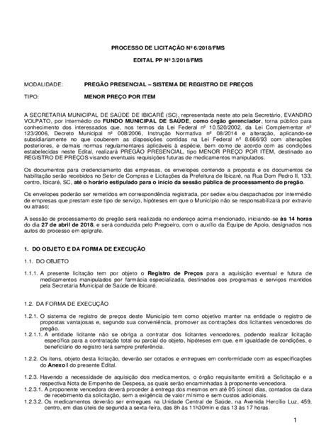 Preenchível Disponível PREGO PRESENCIAL SISTEMA DE REGISTRO DE PREOS