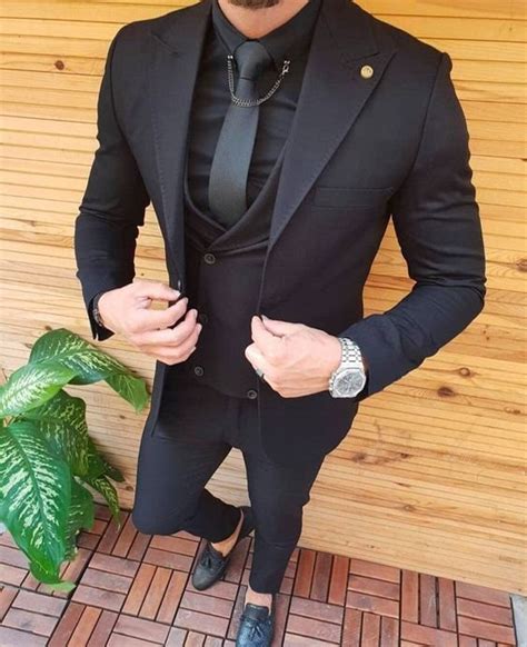 Top 12 Mens Black Wedding Suit Tuxedos 2024